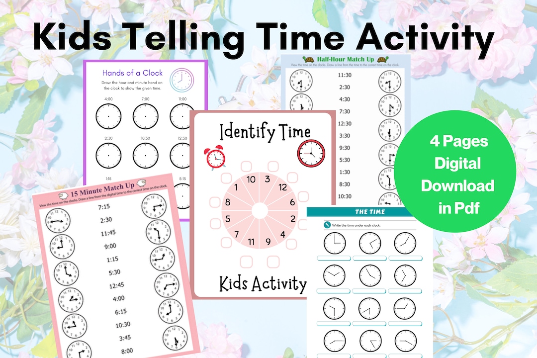 Printable Telling Time Worksheet - Homeschool Activity Book for Kids ...