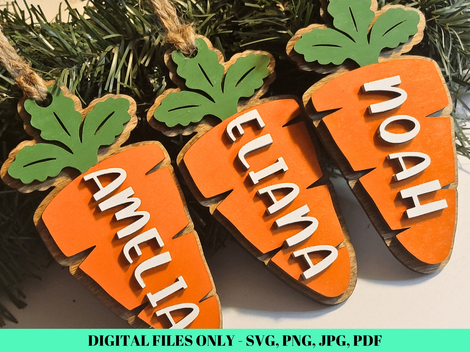 Easter Basket Name Tag Digital Files - Carrot Shaped Tags - Laser Files ...