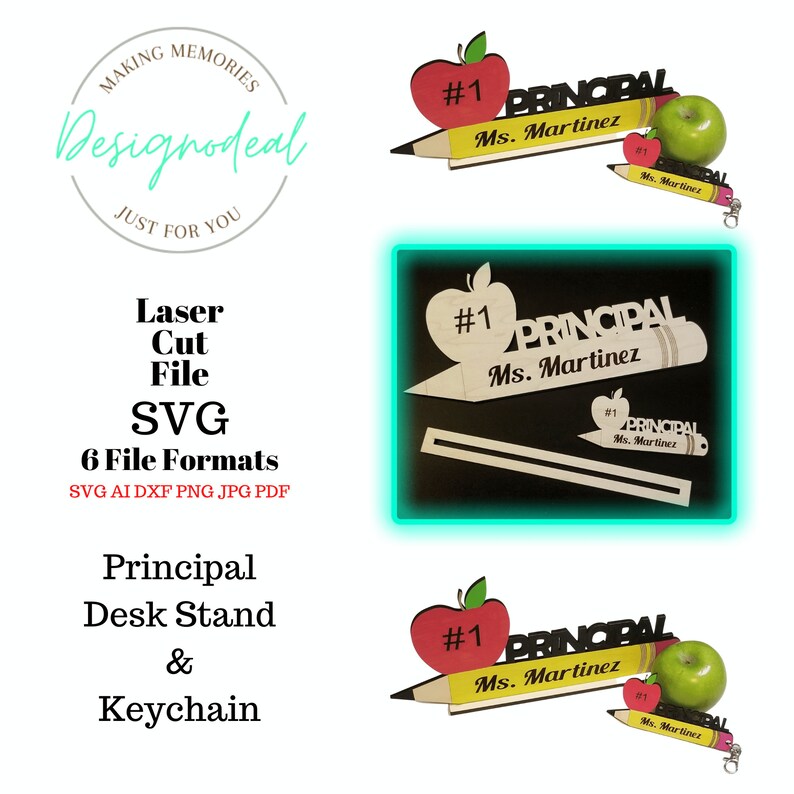 School Principal Sign SVG Digital Files - Personalized Pencil - Apple ...