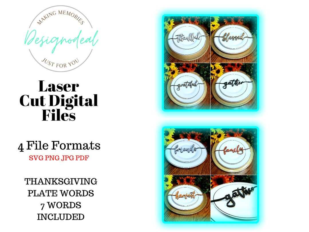 Thanksgiving Plate Words Digital Files - Fall Party Table Decor ...