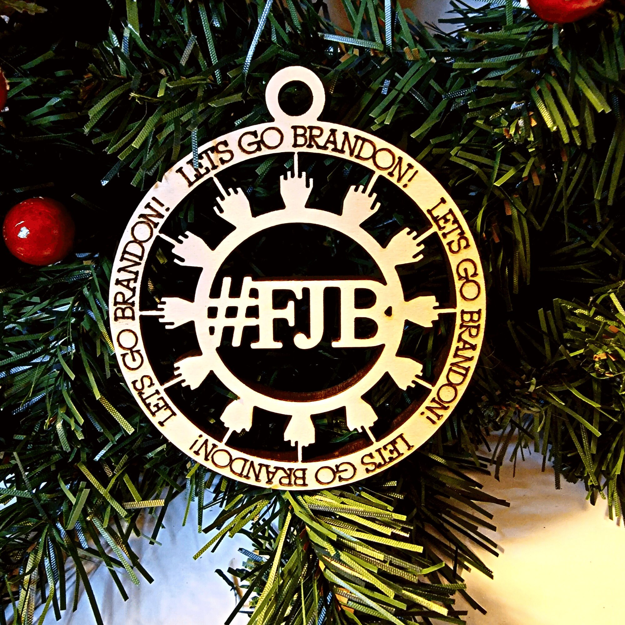 Middle Finger Let's Go Brandon Christmas Ornament Laser Digital ...