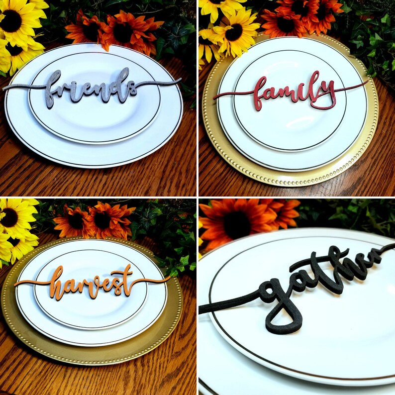 Thanksgiving Plate Words Digital Files - Fall Party Table Decor ...