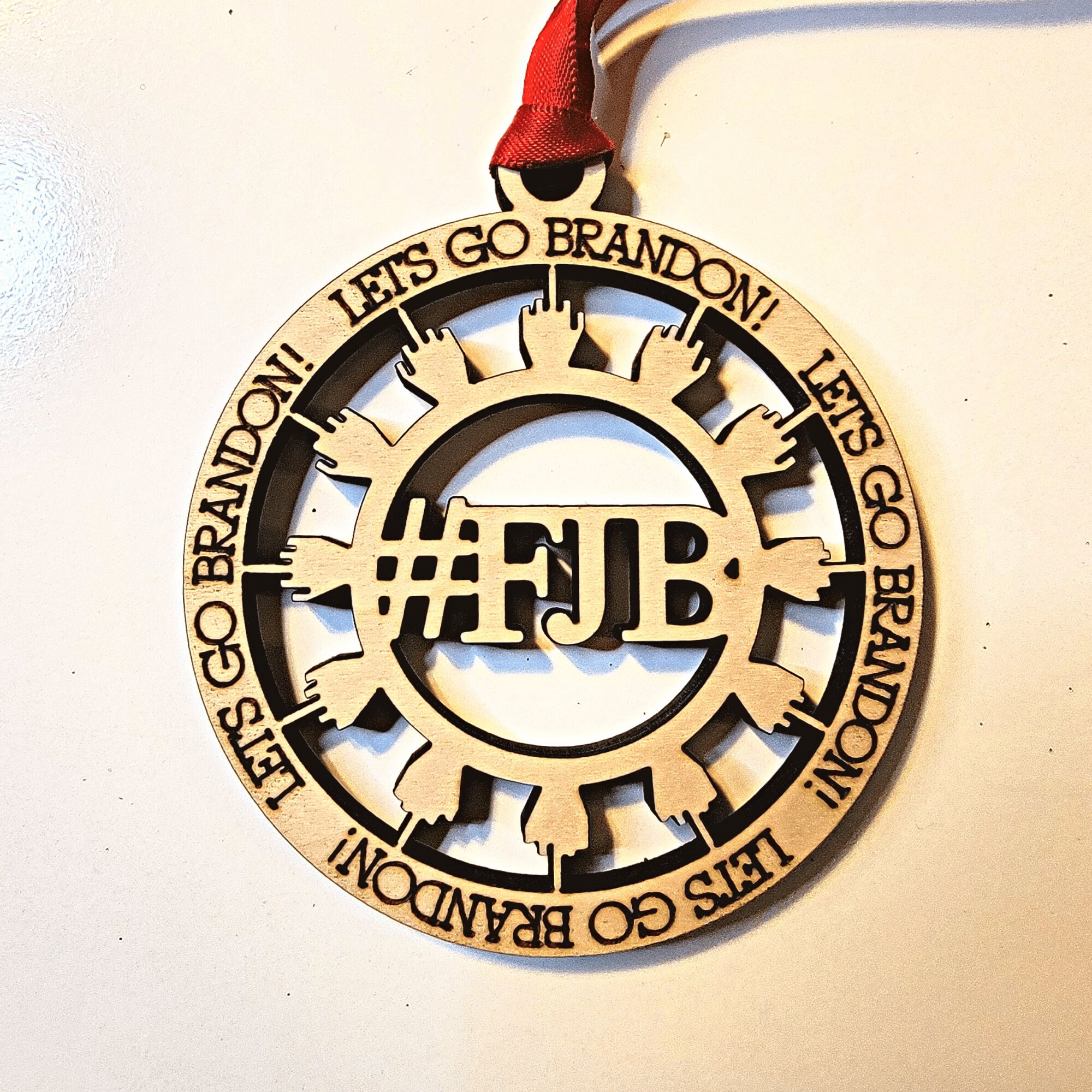 Middle Finger Let's Go Brandon Christmas Ornament Laser - Etsy