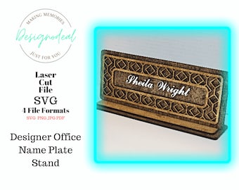 Office Name Plate Stand SVG Digital Files - Recognition Laser Files ...