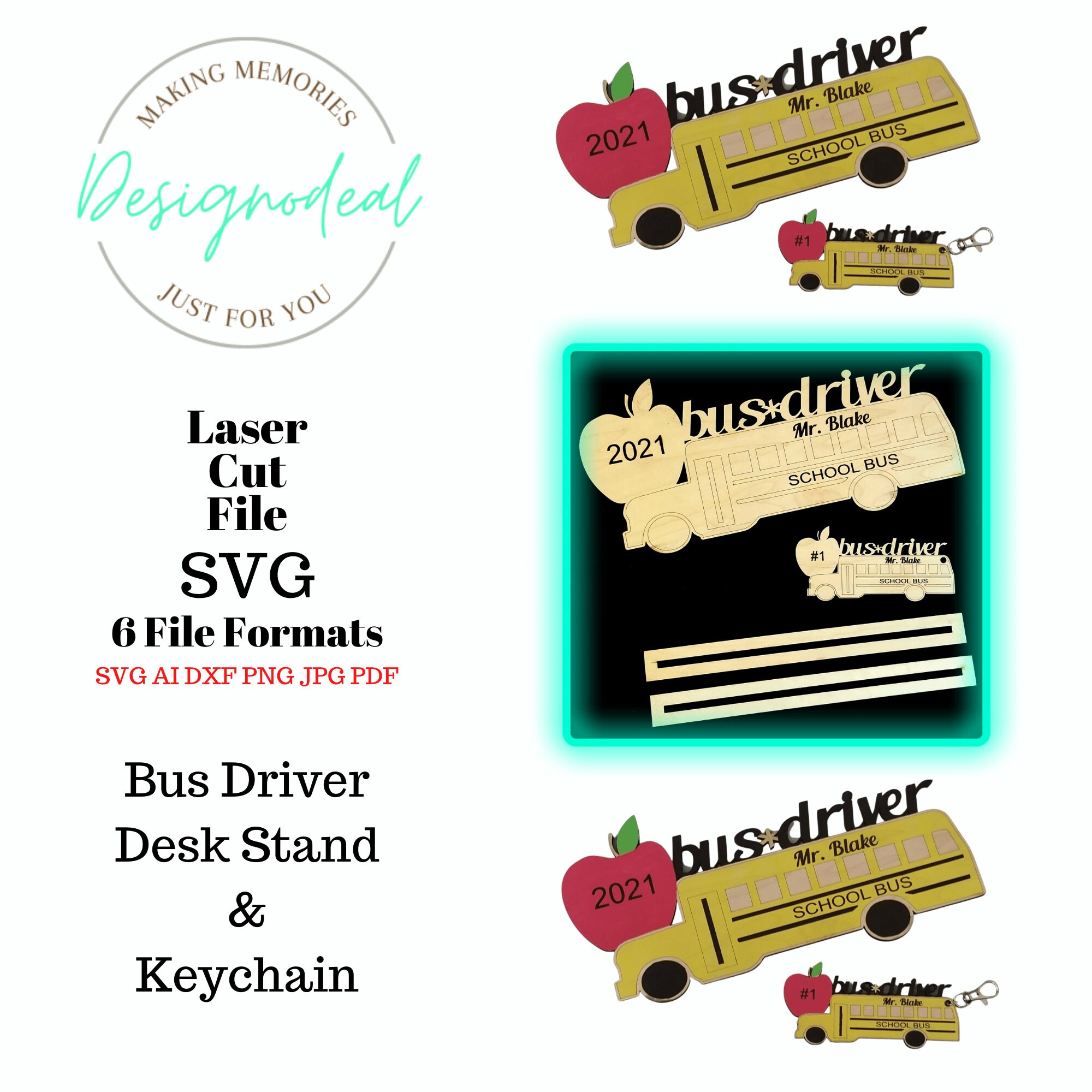 Bus Driver Appreciation SVG Digital File School Bus Stand Bus Keychain ...