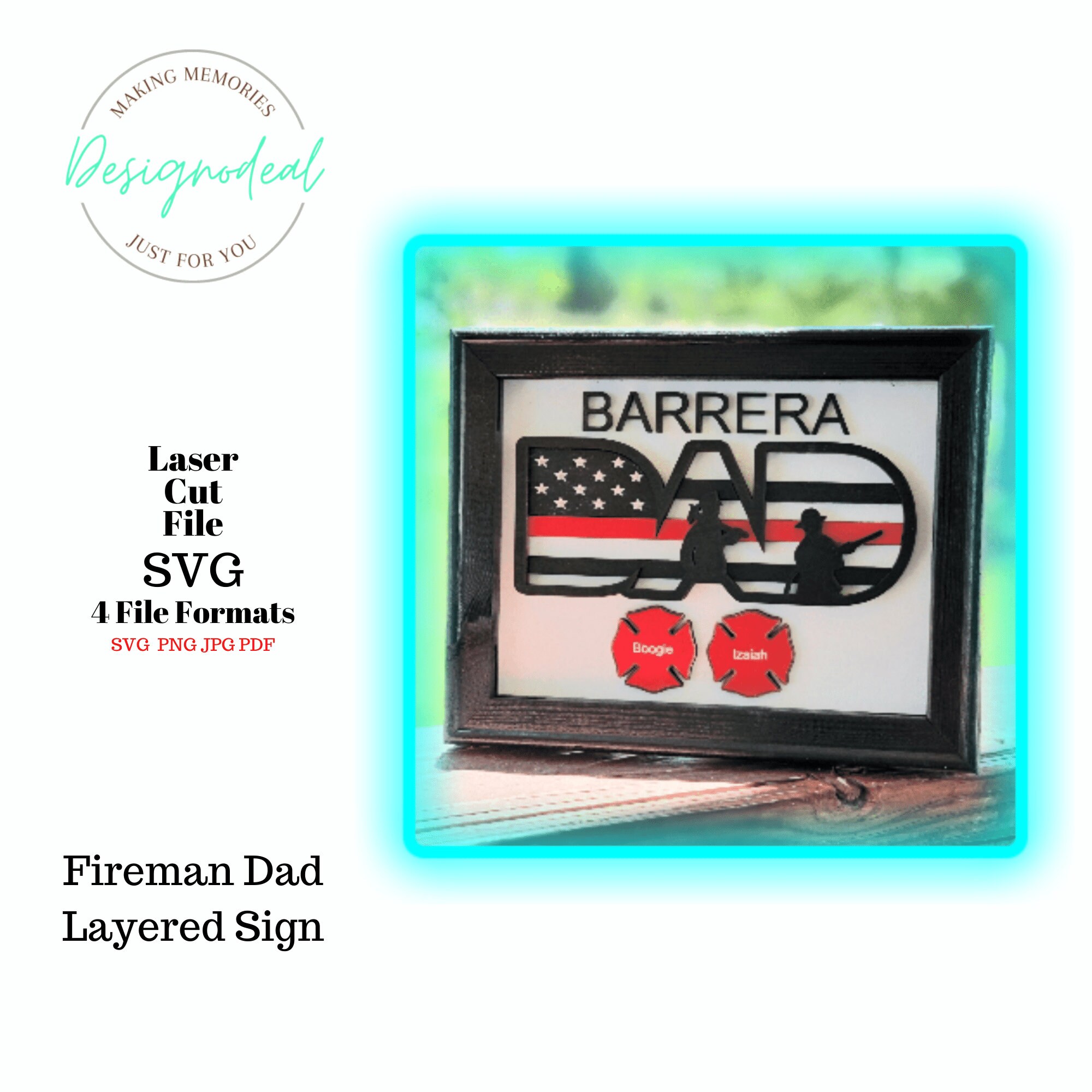 Fireman Dad Sign Laser Files - Red Line Sign SVG - First Responder ...