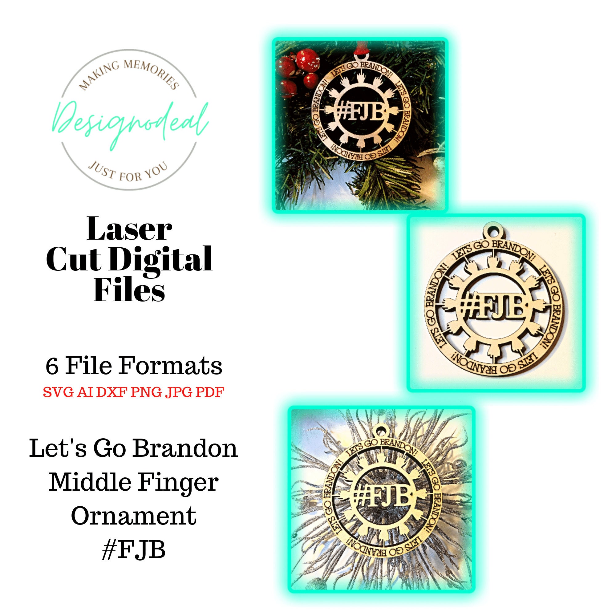 Middle Finger Let's Go Brandon Christmas Ornament Laser - Etsy