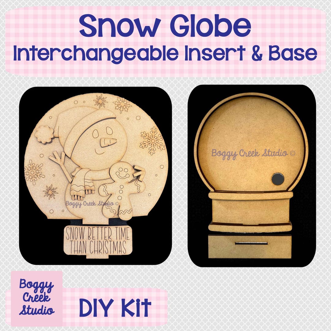 Cute Snowman Snow Globe Insert and Base: Unfinished MDF DIY Kit - Etsy