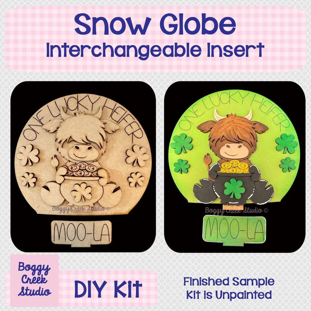 Highland Cow St. Patrick's Day Snow Globe Insert: Unfinished MDF Blank ...