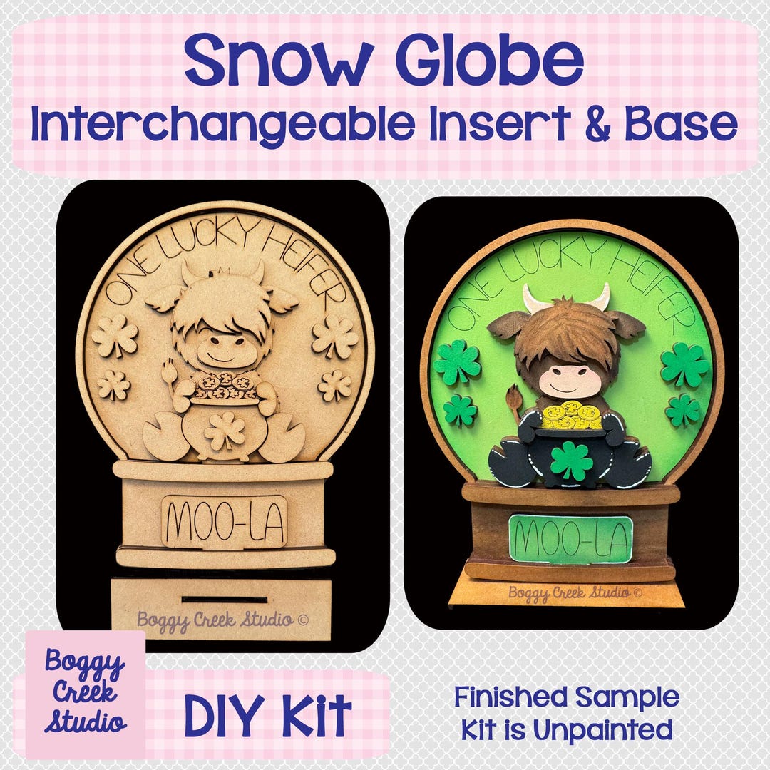 One Lucky Heifer ~ Highland Cow St. Patrick's Day Snow Globe Insert and ...