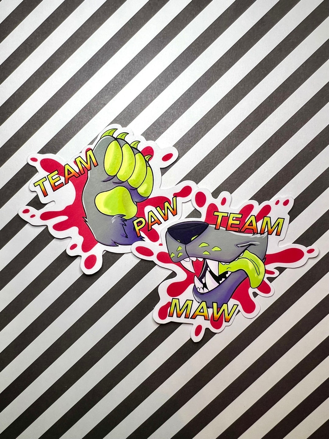 Furry Sticker Team Maw Team Paw 3x3in Furry Laminated Water Resistant ...