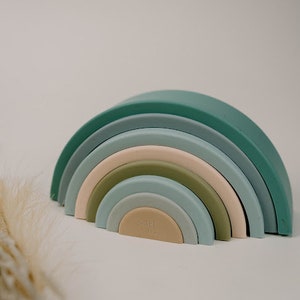 Boho Rainbow Silicone Stacker Toy Montessori Toy Educational Toy Baby ...