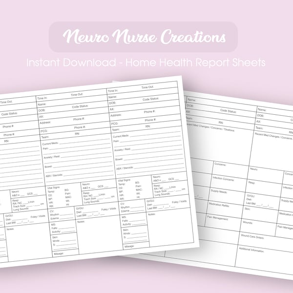 Hospice Nurse Report Sheet - Etsy