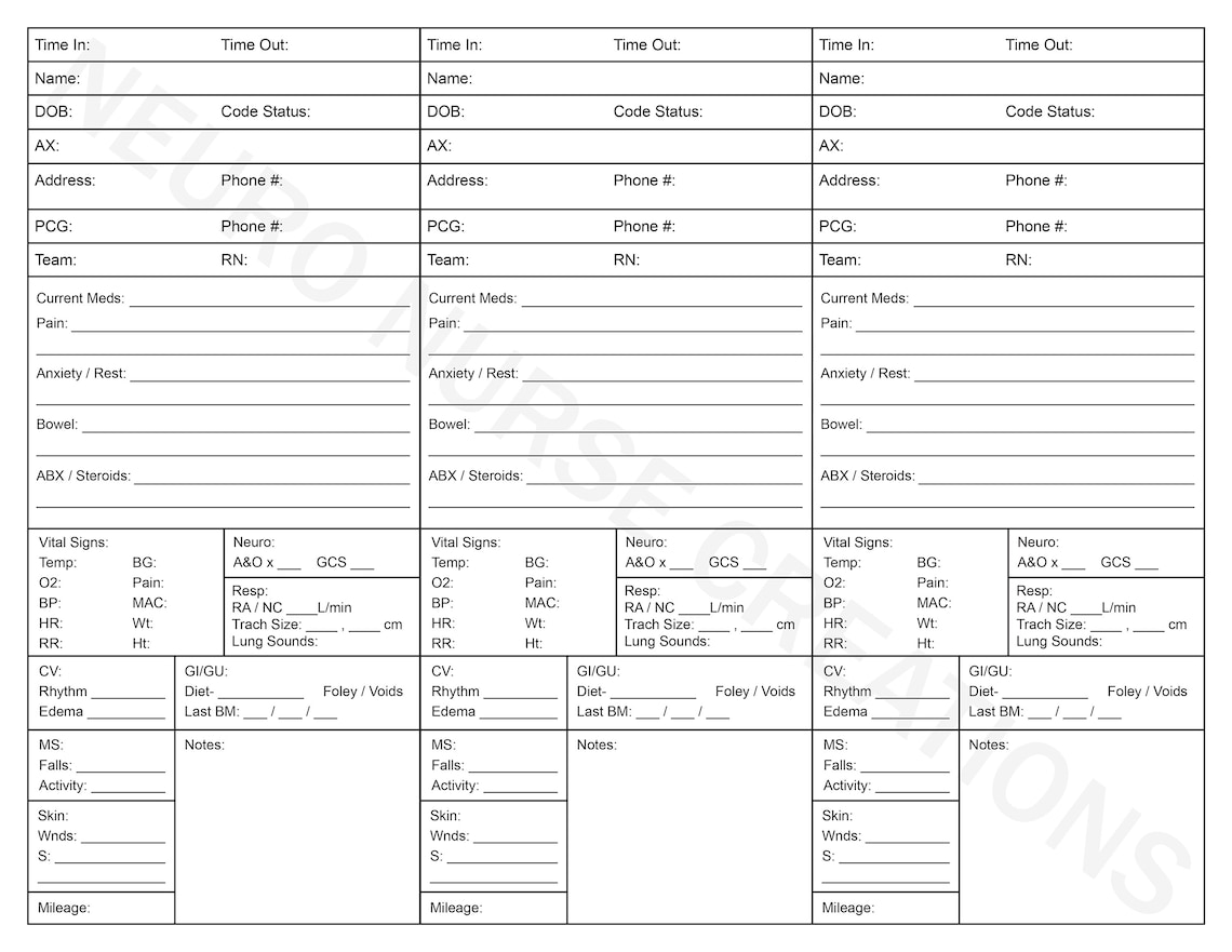Home Health/hospice Visit Sheet and Report Sheet - Etsy