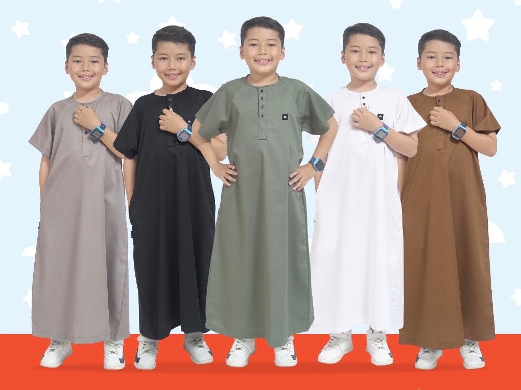 MUSA Sage Green Kids Thobe | Boy's Arabian Thobe | Boy's Umrah Thobe - Etsy