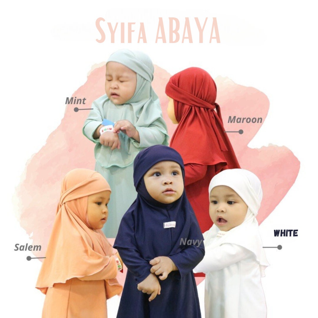 SYIFA Baby Girl Children Muslim Dress, Baby Premium Dress Hijab Set, 0 ...