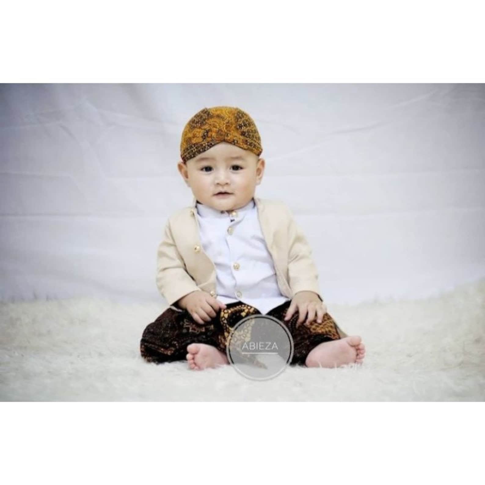 0-12 Months Batik Beskap Sets Baby Boy Cream, Baby Boy Batik Costume - Etsy
