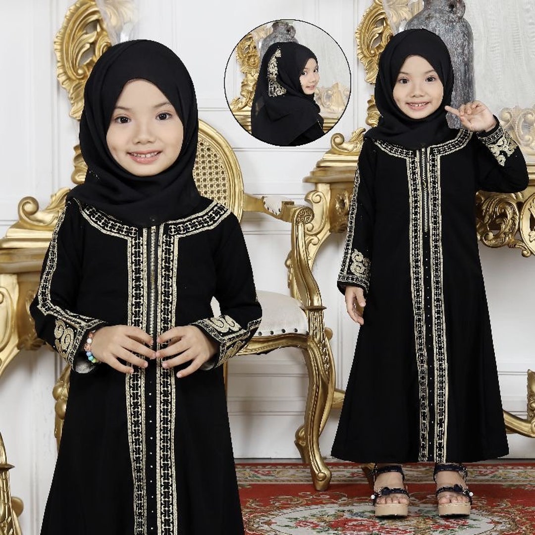 INNAYA Black Baby Girl Abaya Set Pashmina, Saudi Baby Girl Abaya Sets ...