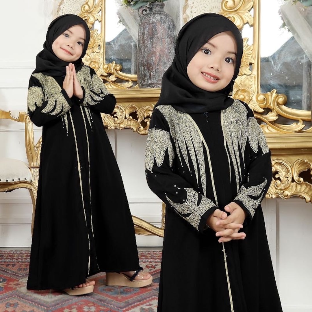Me and Mommy SHAYBAH Black Baby Girl Abaya Set Pashmina, Saudi Baby ...