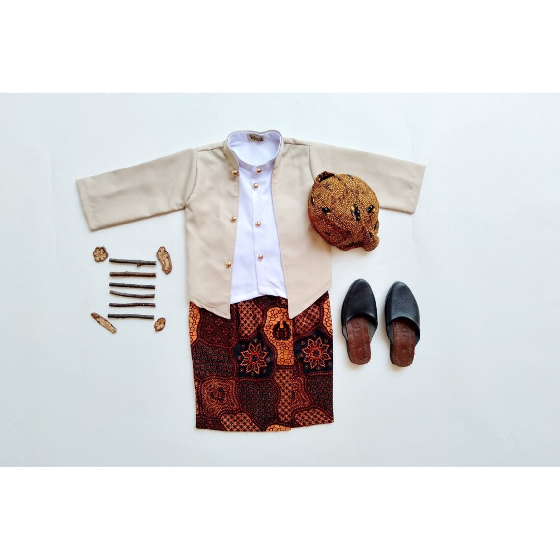 0-12 Months Batik Beskap Sets Baby Boy Cream, Baby Boy Batik Costume - Etsy