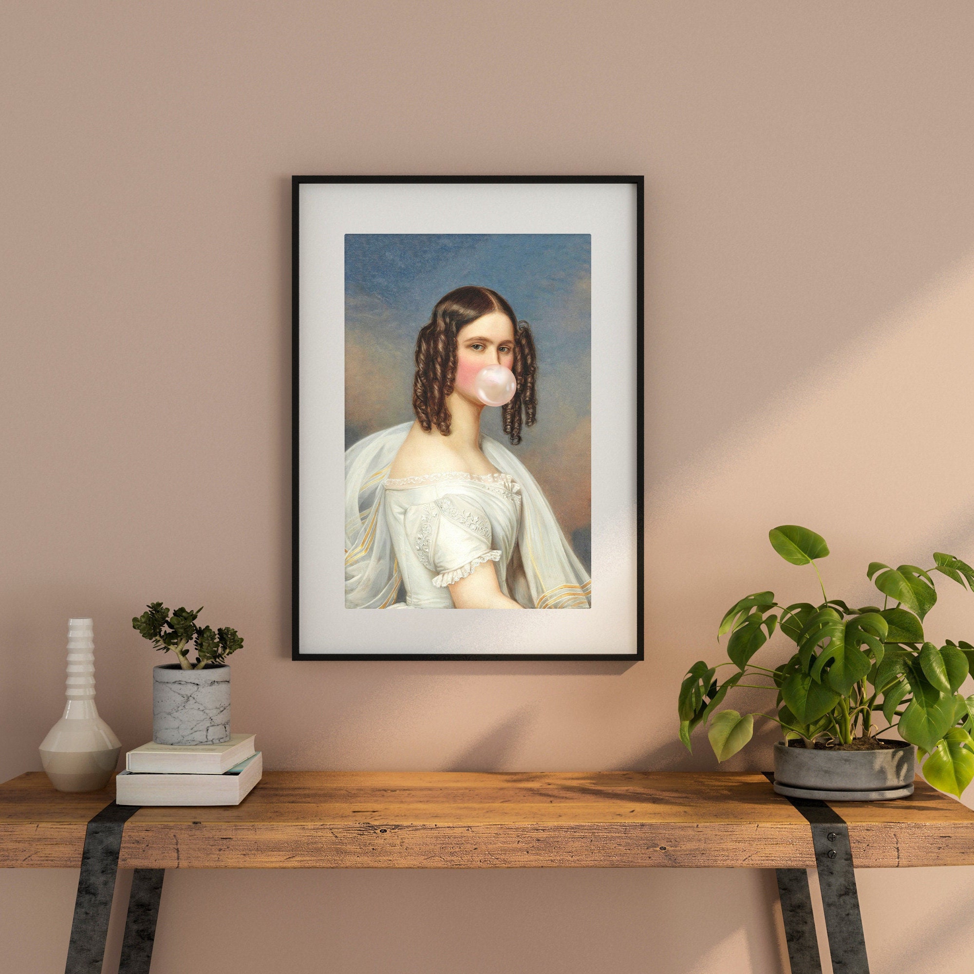 Bubblegum Princess, Altered Art Print, Victorian Art Paintings, Funny ...