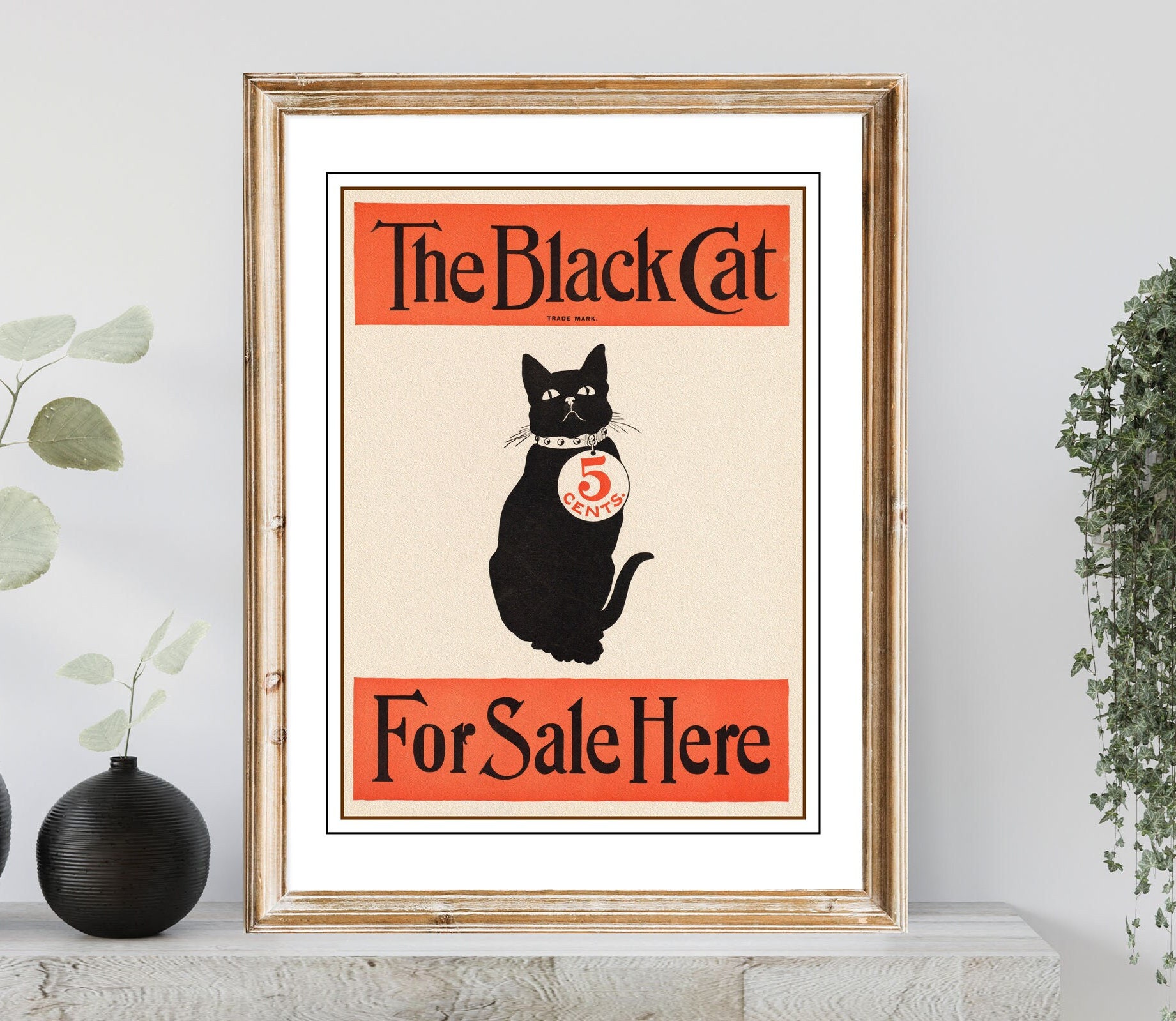Black Cat Poster, Advertisement Poster Print, Cat Poster, Retro Wall ...