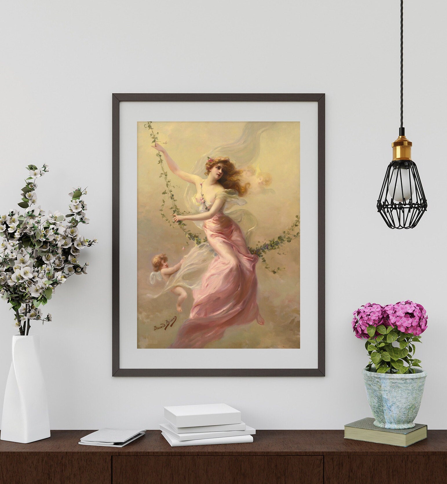 The Swing, Edouard Bisson French Painter, Vintage Woman Portraits ...