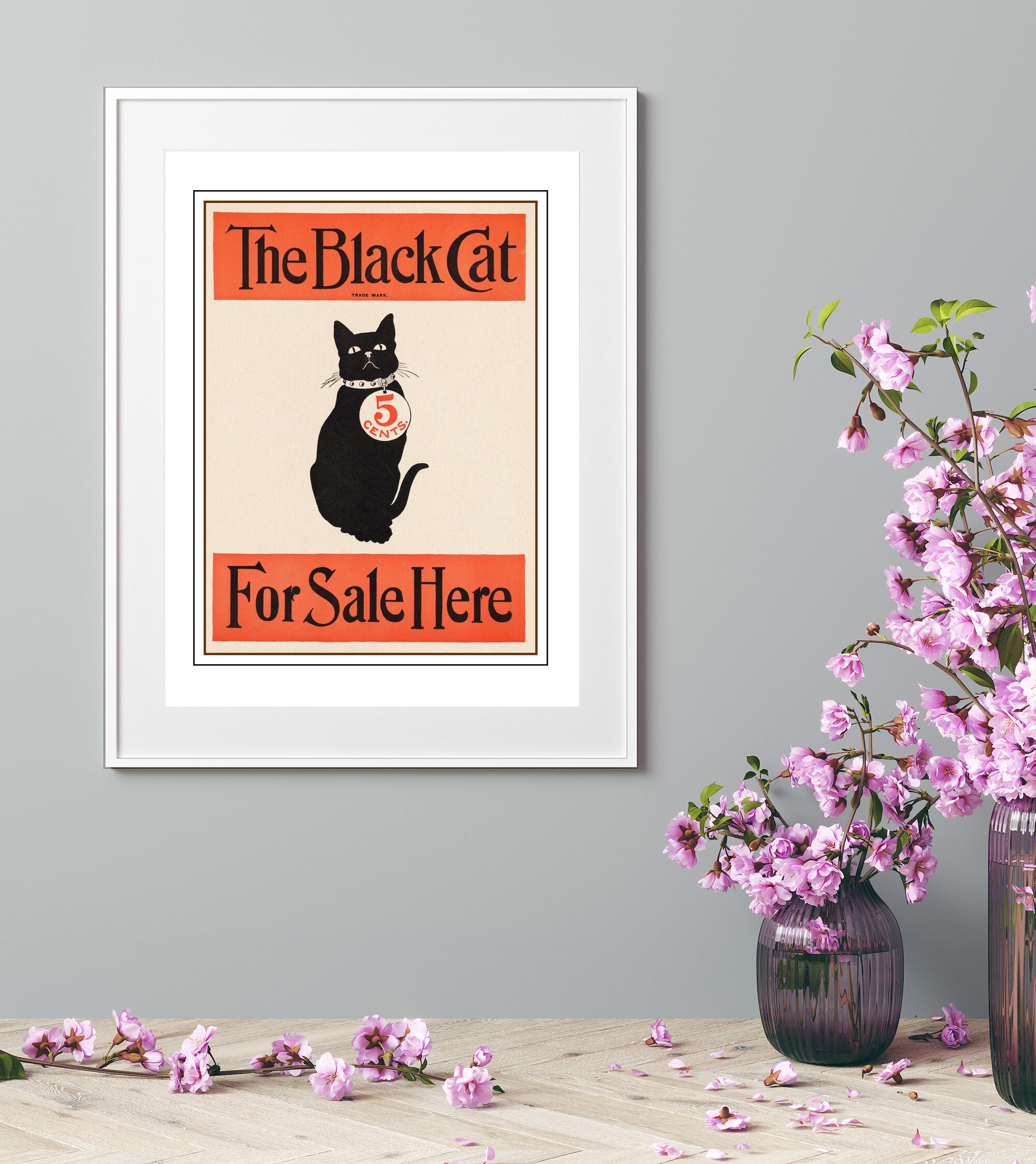 Black Cat Poster, Advertisement Poster Print, Cat Poster, Retro Wall ...