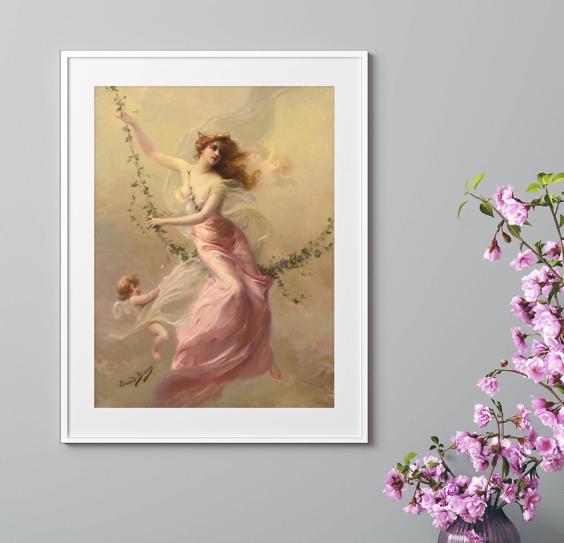 The Swing, Edouard Bisson French Painter, Vintage Woman Portraits ...