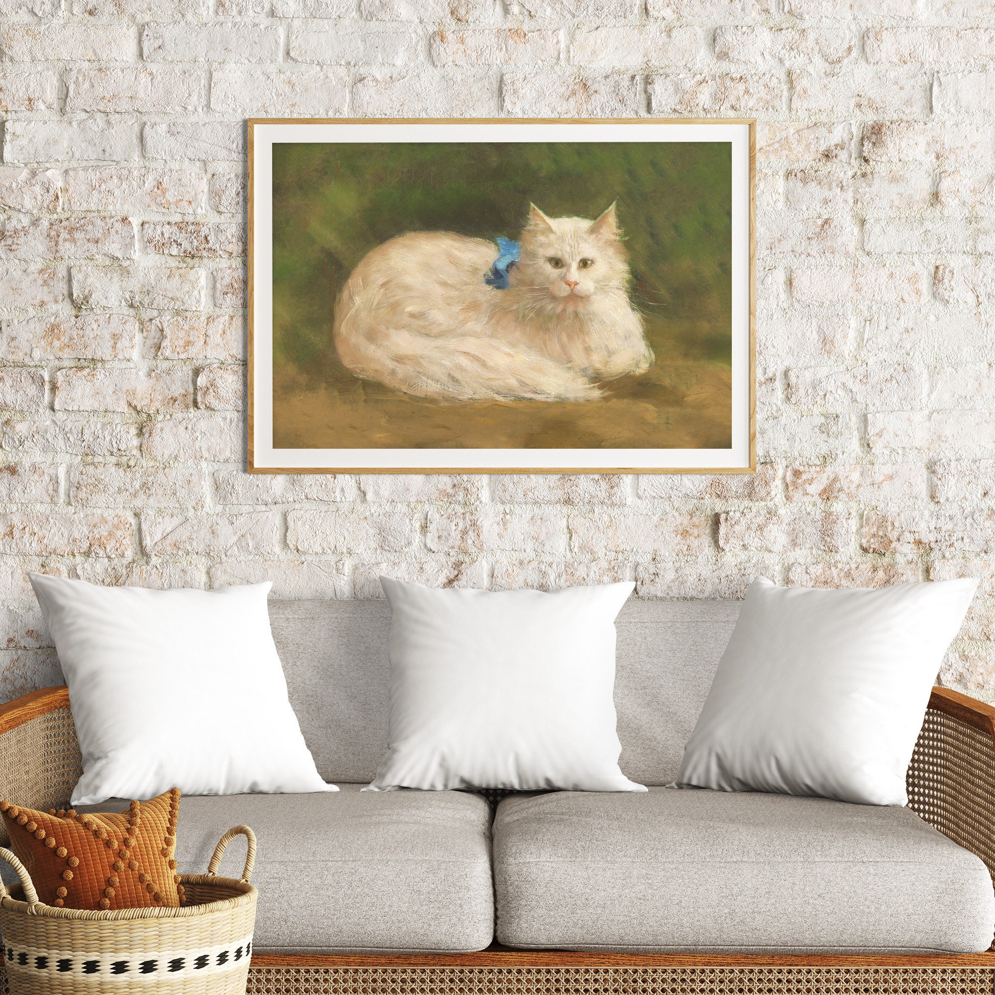 Angora Cat, Beautiful Cat Painting, Vintage Cat Print, Cat Print, 19th ...