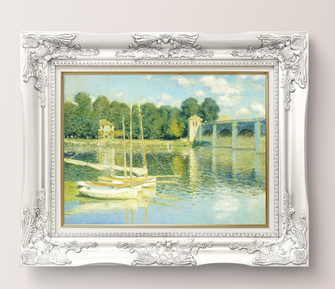 Monet's "the Argenteuil Bridge", Vintage Riverside Scenery Painting ...
