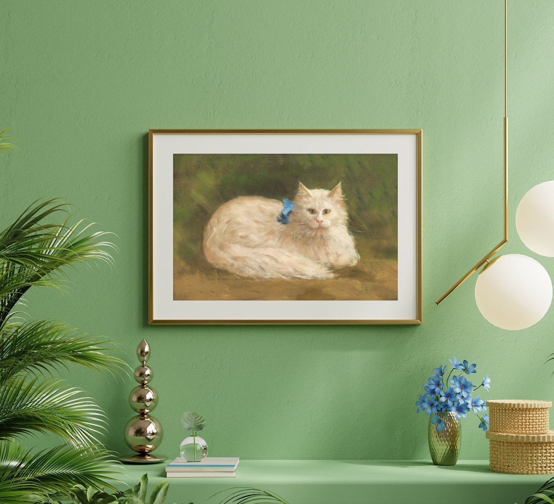 Angora Cat, Beautiful Cat Painting, Vintage Cat Print, Cat Print, 19th ...