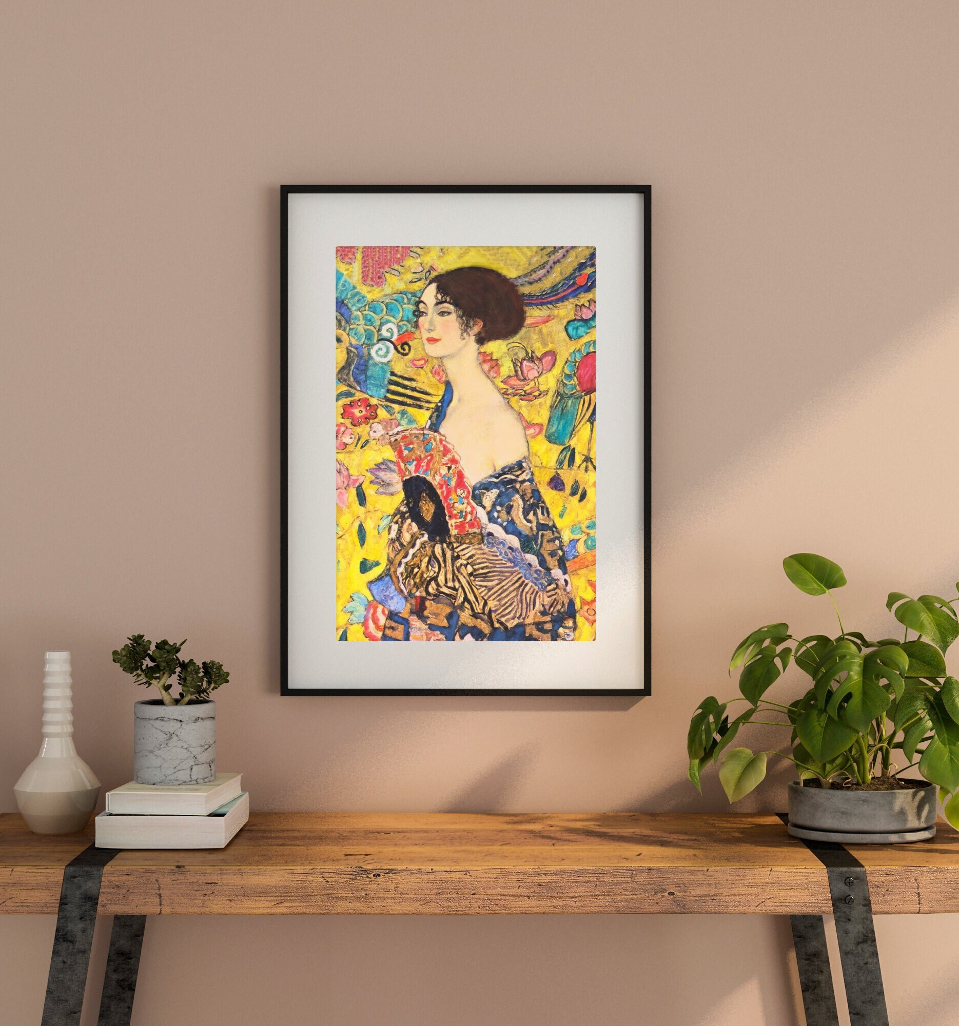 Lady With Fan Gustav Klimt Painting Vintage Fashion Style - Etsy