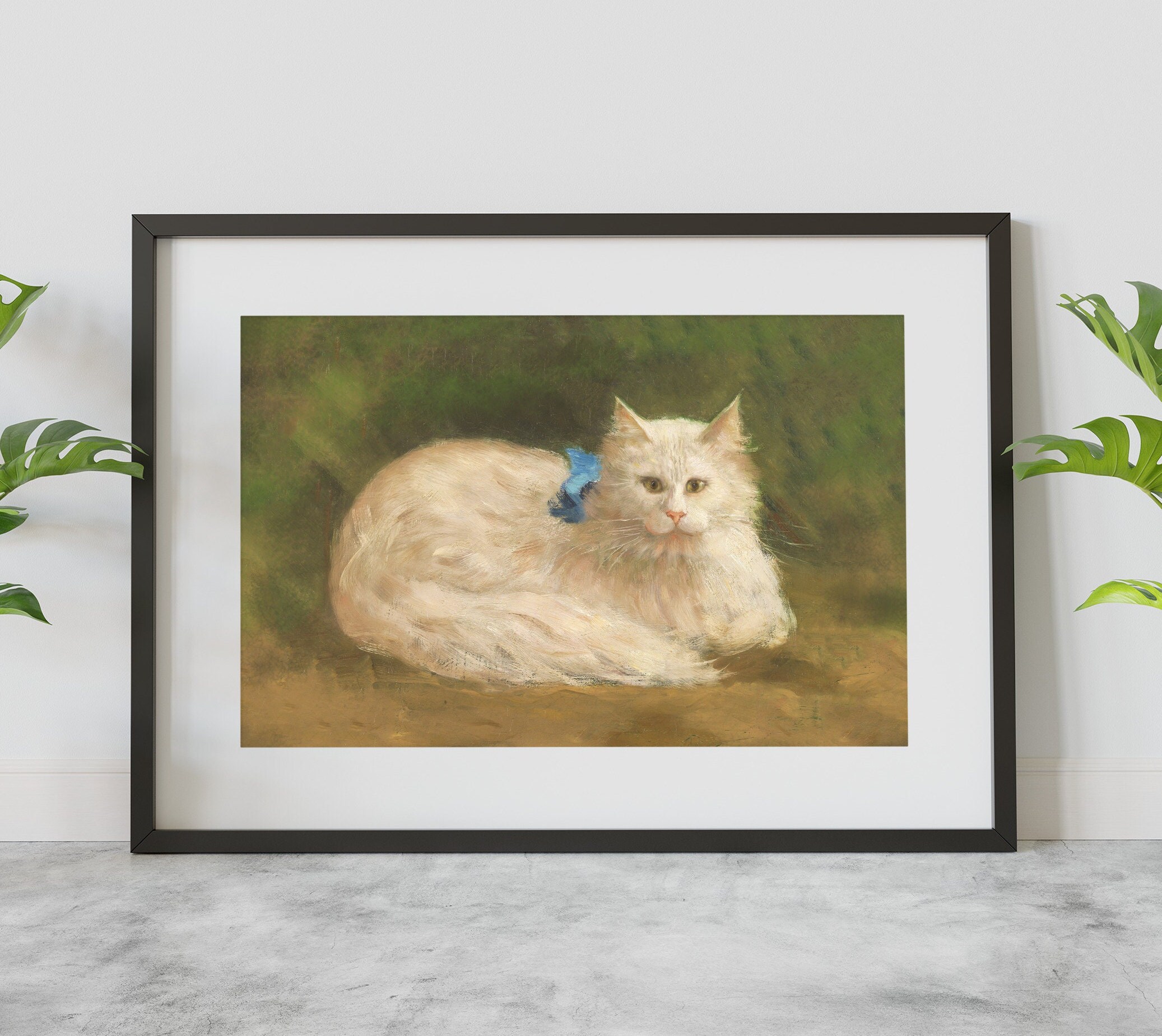 Angora Cat, Beautiful Cat Painting, Vintage Cat Print, Cat Print, 19th ...