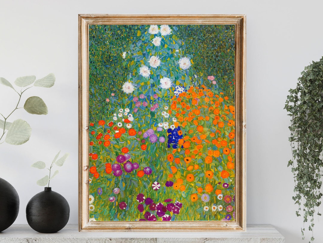 Klimt Poster, Cottage Garden, Klimt Flowers, Floral Wall Print, Spring ...