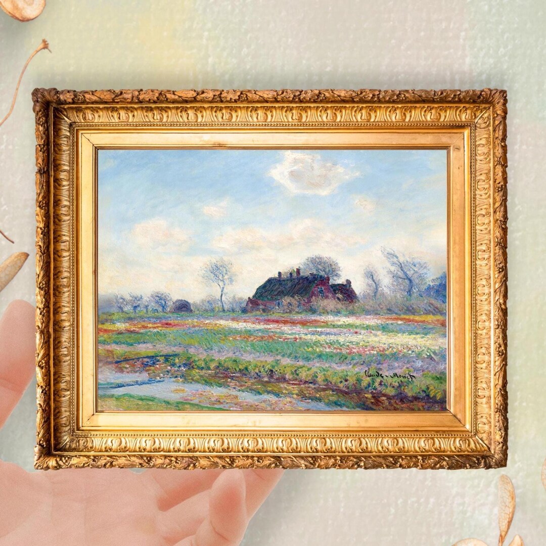 Monet Tulip Fields Miniature Art Print: French Farmhouse Painting ...