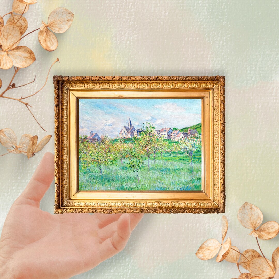 Monet Painting, Spring at Giverny, French Farmhouse Art, Miniature ...