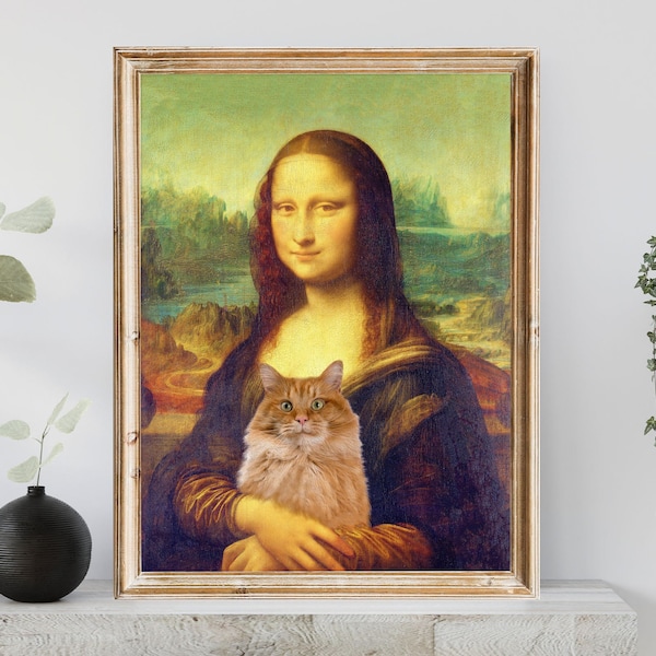 Mona Lisa With Cat Poster - Etsy