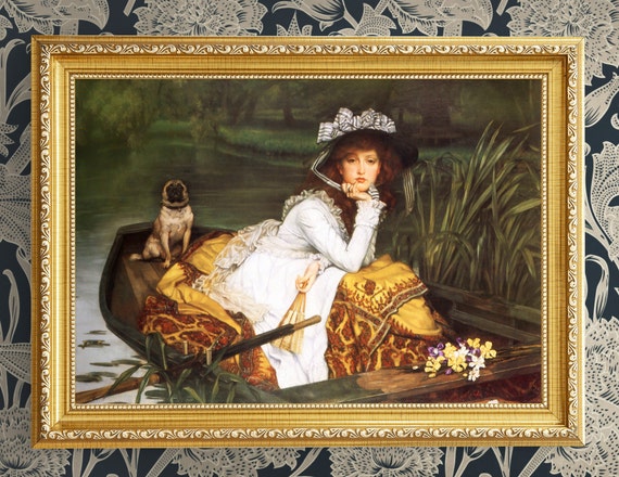 Young Lady in a Boat Vintage Woman Paintings Victorian Woman - Etsy