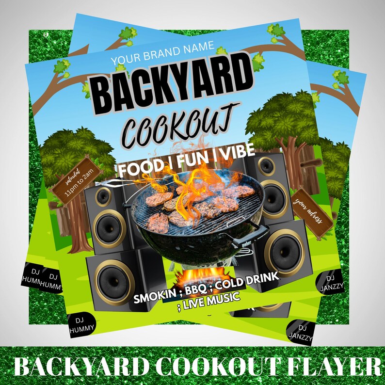 Backyard Cookout Flyer, Backyard Bbq Party, Food Flyer, Summer Cookout ...