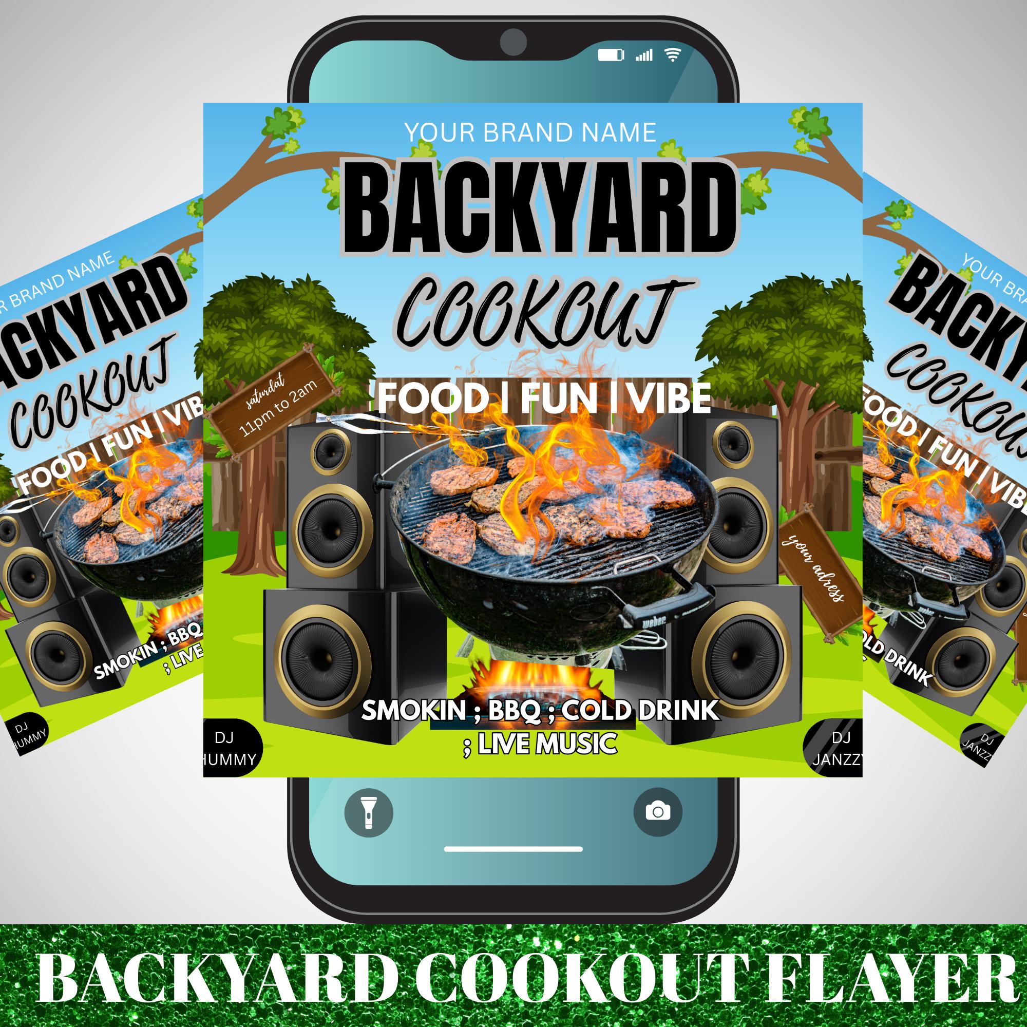 Backyard Cookout Flyer, Backyard Bbq Party, Food Flyer, Summer Cookout ...