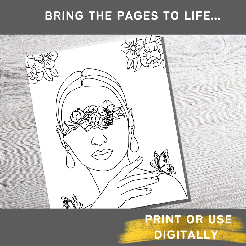 Beautiful Women Coloring Pages, Womens Coloring Book, Relaxation ...