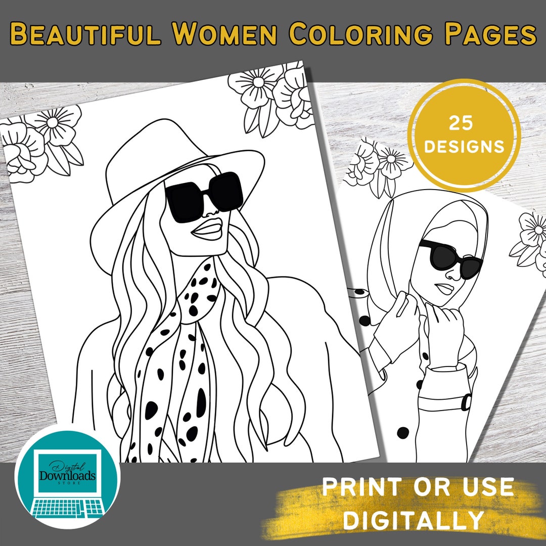 Beautiful Women Coloring Pages, Womens Coloring Book, Relaxation ...