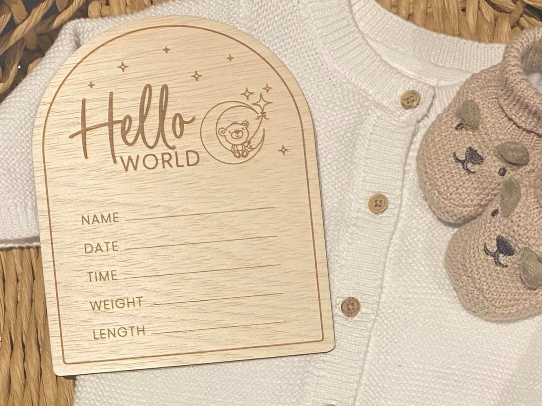 Birth Announcement Plaque | Birth Announcement Disc | Hello World ...