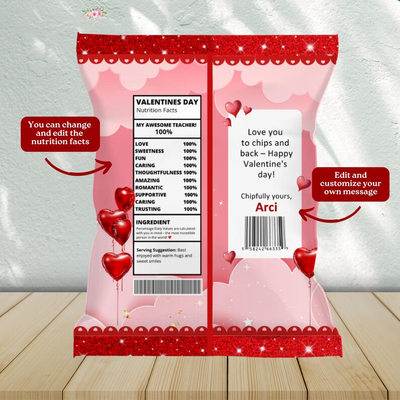 Valentine's Day Chip Bag,valentines Day Treat Bag,chip Bag Template ...
