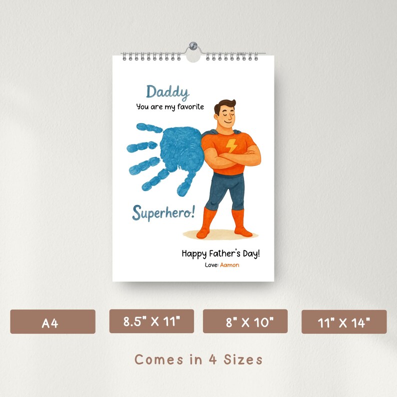 Fathers Day Superhero,superhero Dad Gift,handprint Art for Kids,hero ...