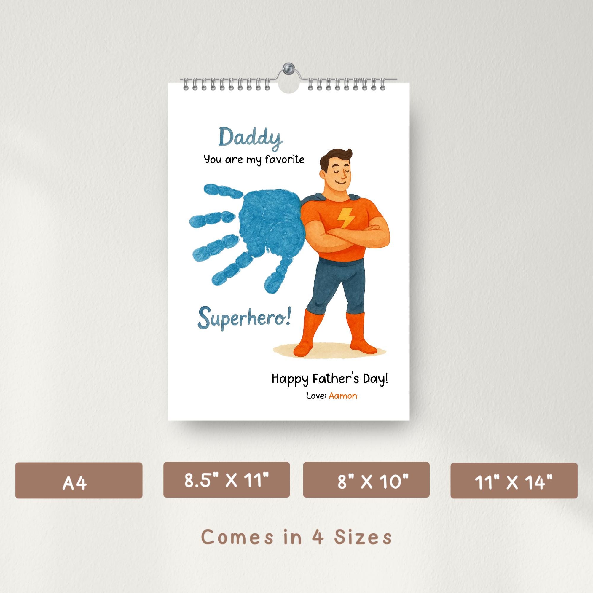 Fathers Day Superhero,superhero Dad Gift,handprint Art for Kids,hero ...