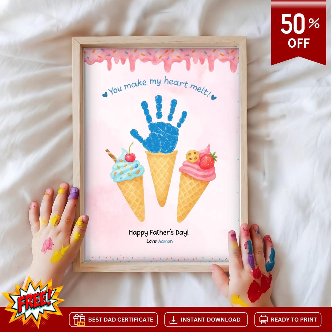Icecream Handprint Craft,fathers Day Ice Cream,fathers Day Card ...