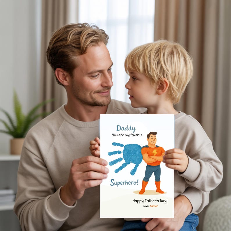 Fathers Day Superhero,superhero Dad Gift,handprint Art for Kids,hero ...