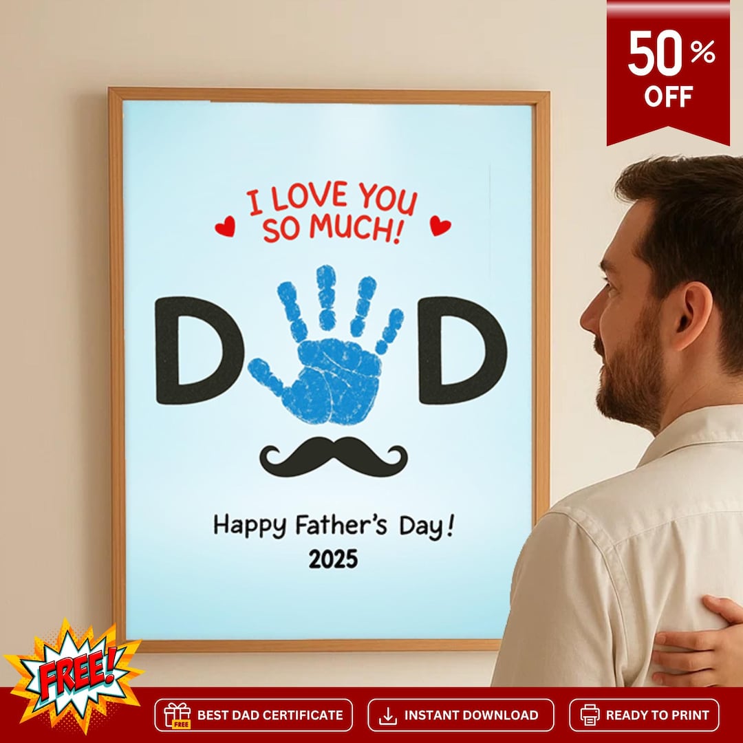 Fathers Day Handprint,handprint Printable Crafts,handprint Fathers Day ...